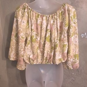 Rachel Zoe | Tops | Rachel Zoe Linen Blend Floral Bell Sleeve Cropped ...